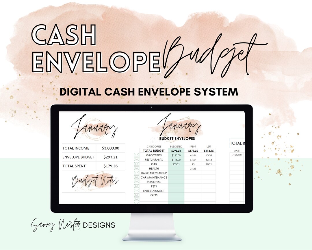 Budget Template Cash Envelopes System Excel Financial Planner Finance ...
