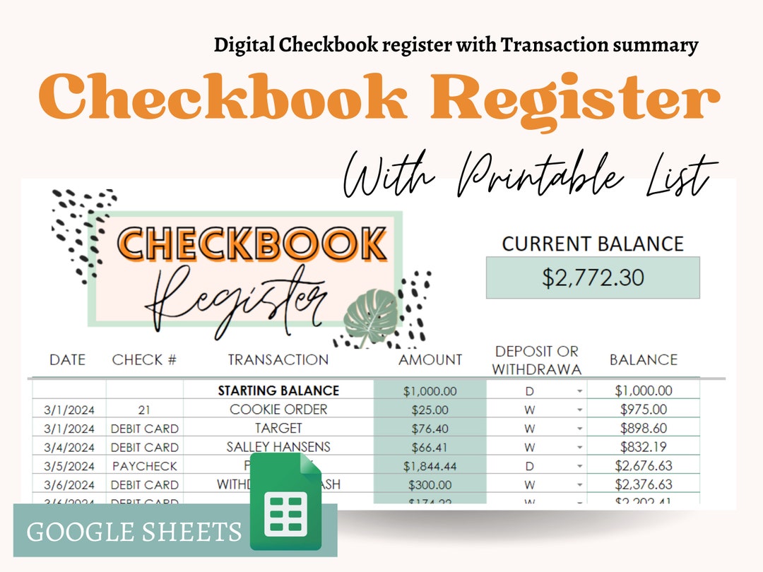 Checkbook Register Income & Expense Tracker Financial Planner Weekly ...