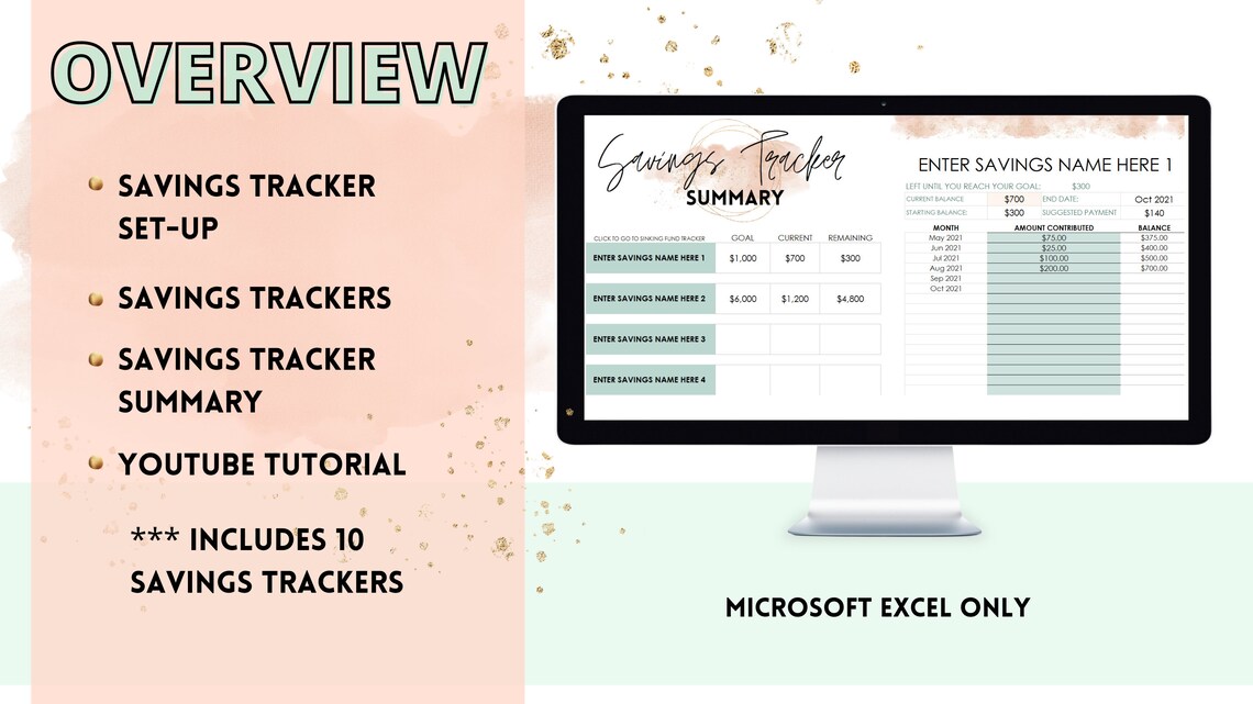 Excel Template Savings Tracker Personal Finance Digital - Etsy