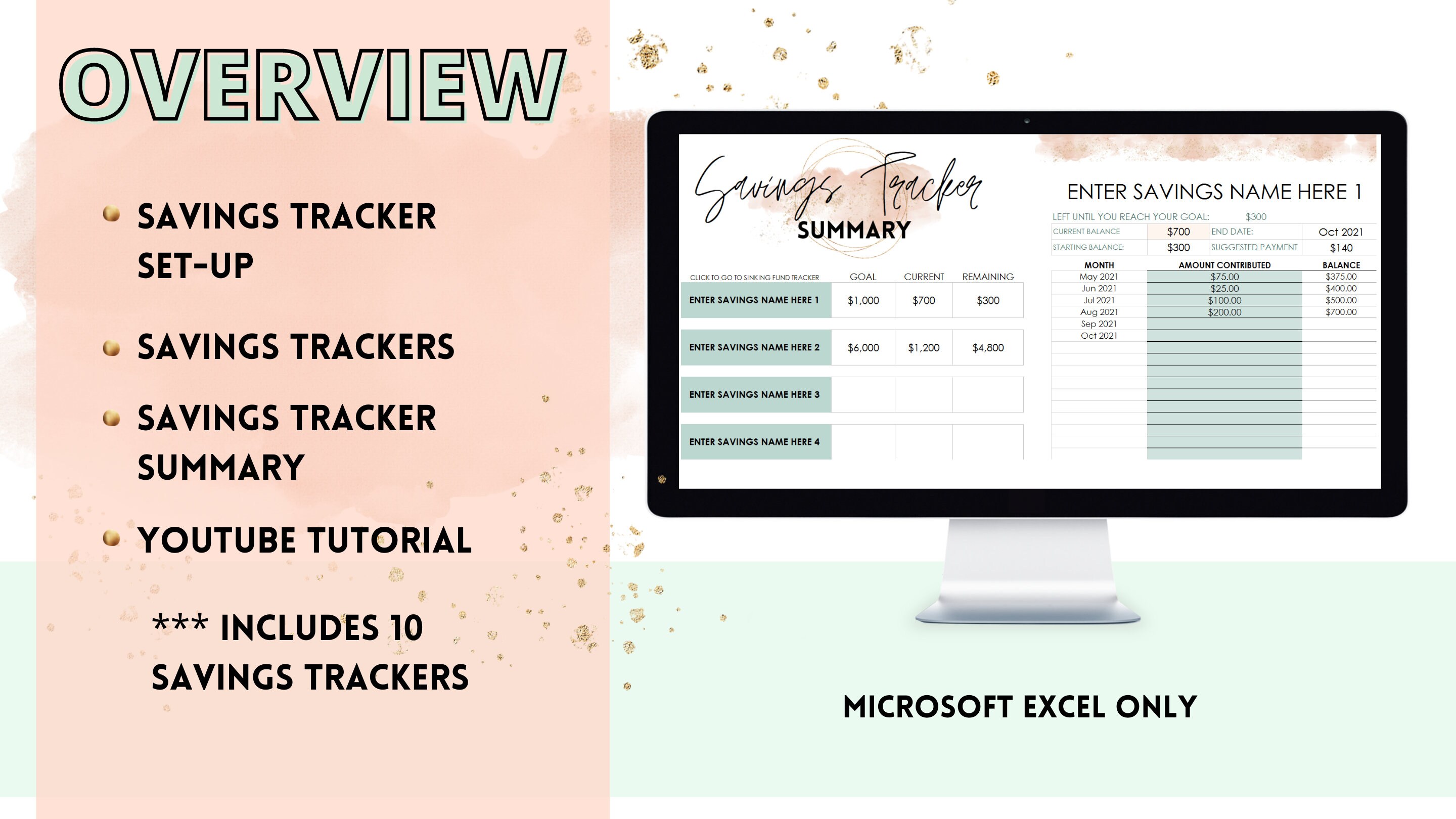 Excel Template Savings Tracker Personal Finance Digital - Etsy