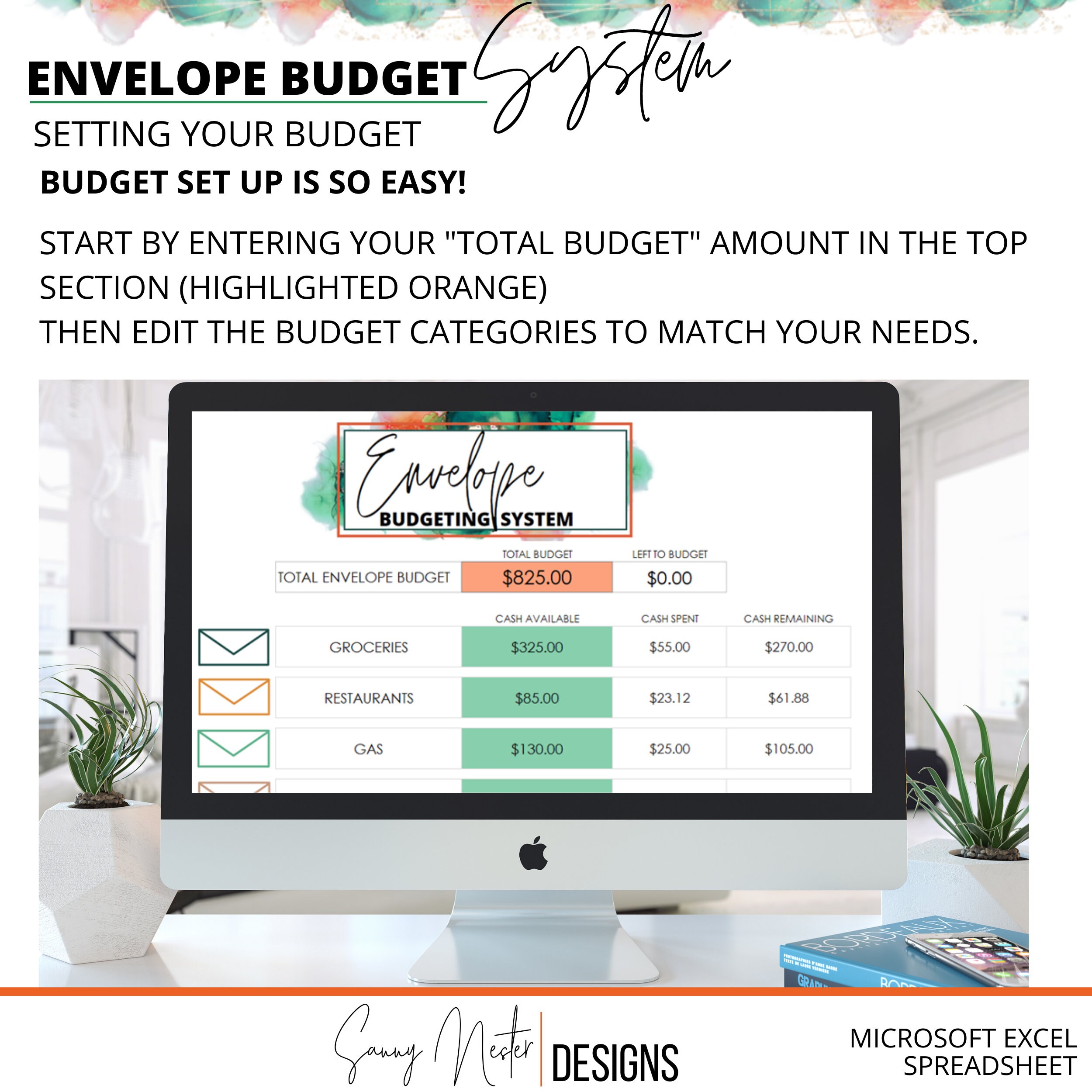 Cash Envelope System Digital Planner Budget Excel Financial - Etsy