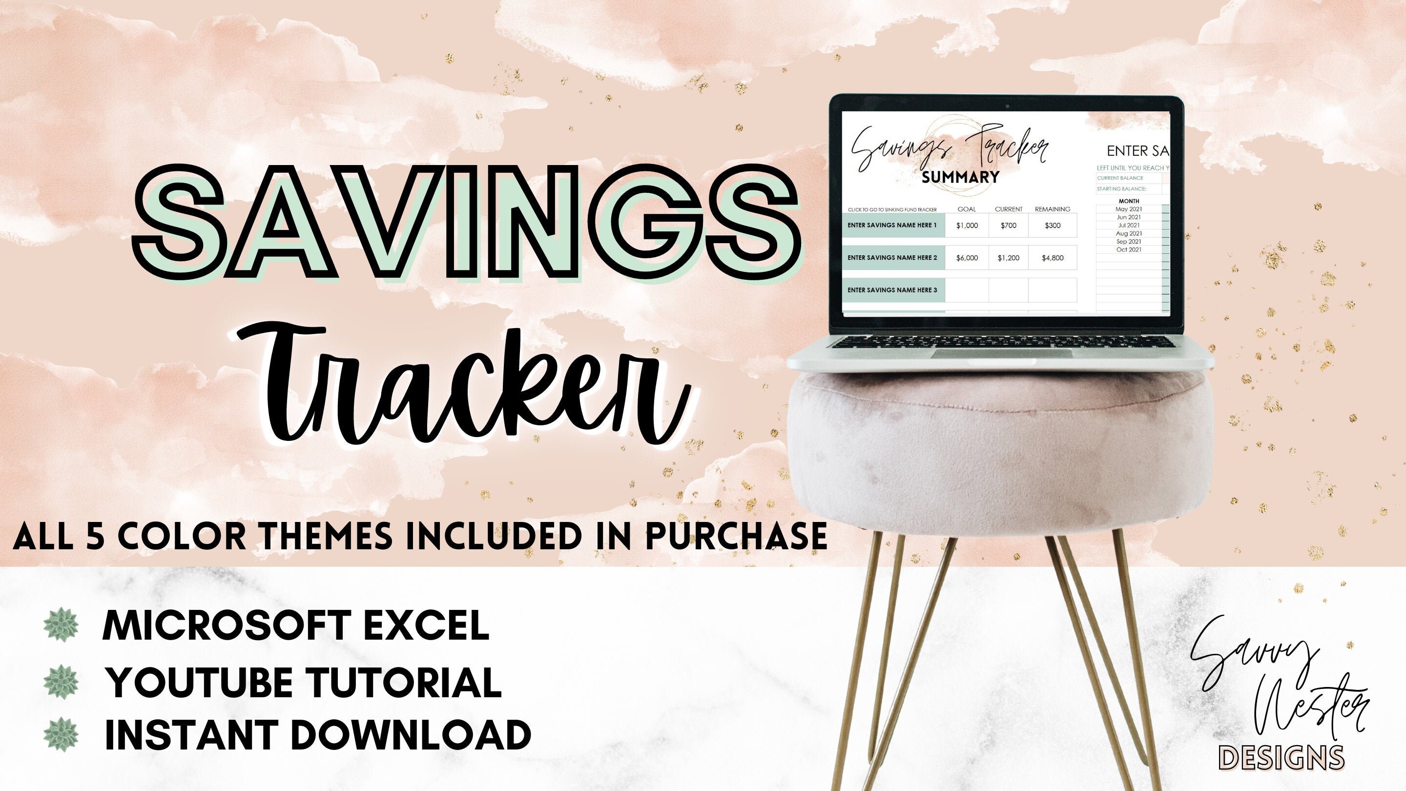 Savings Tracker Excel Template Digital Financial Planner | Etsy