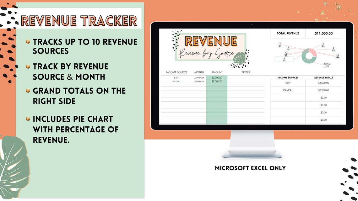 Small Business Planner Expense Tracker Etsy Excel Template Financial ...