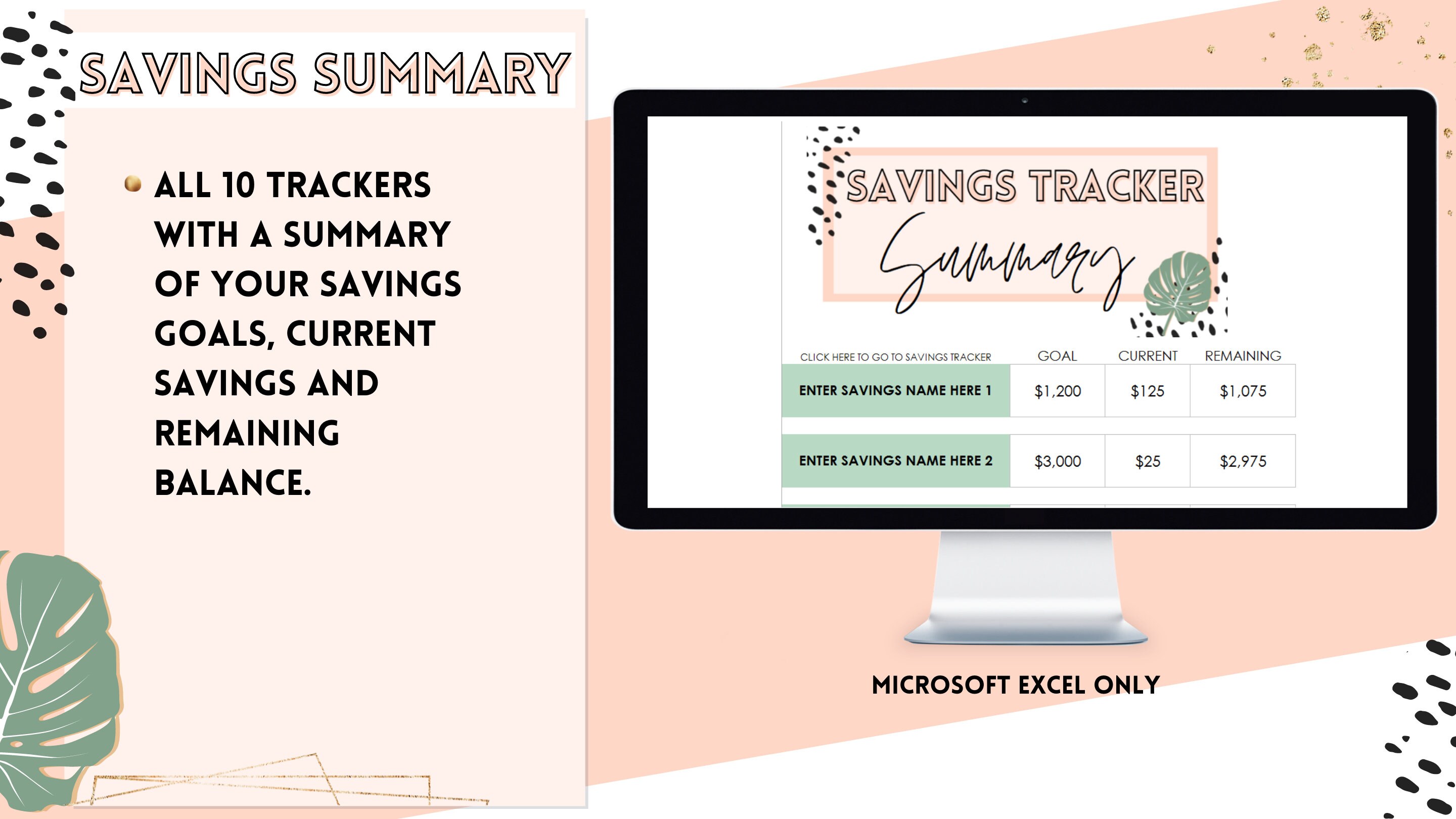 Savings Tracker Excel Savings Planner Savings Template - Etsy