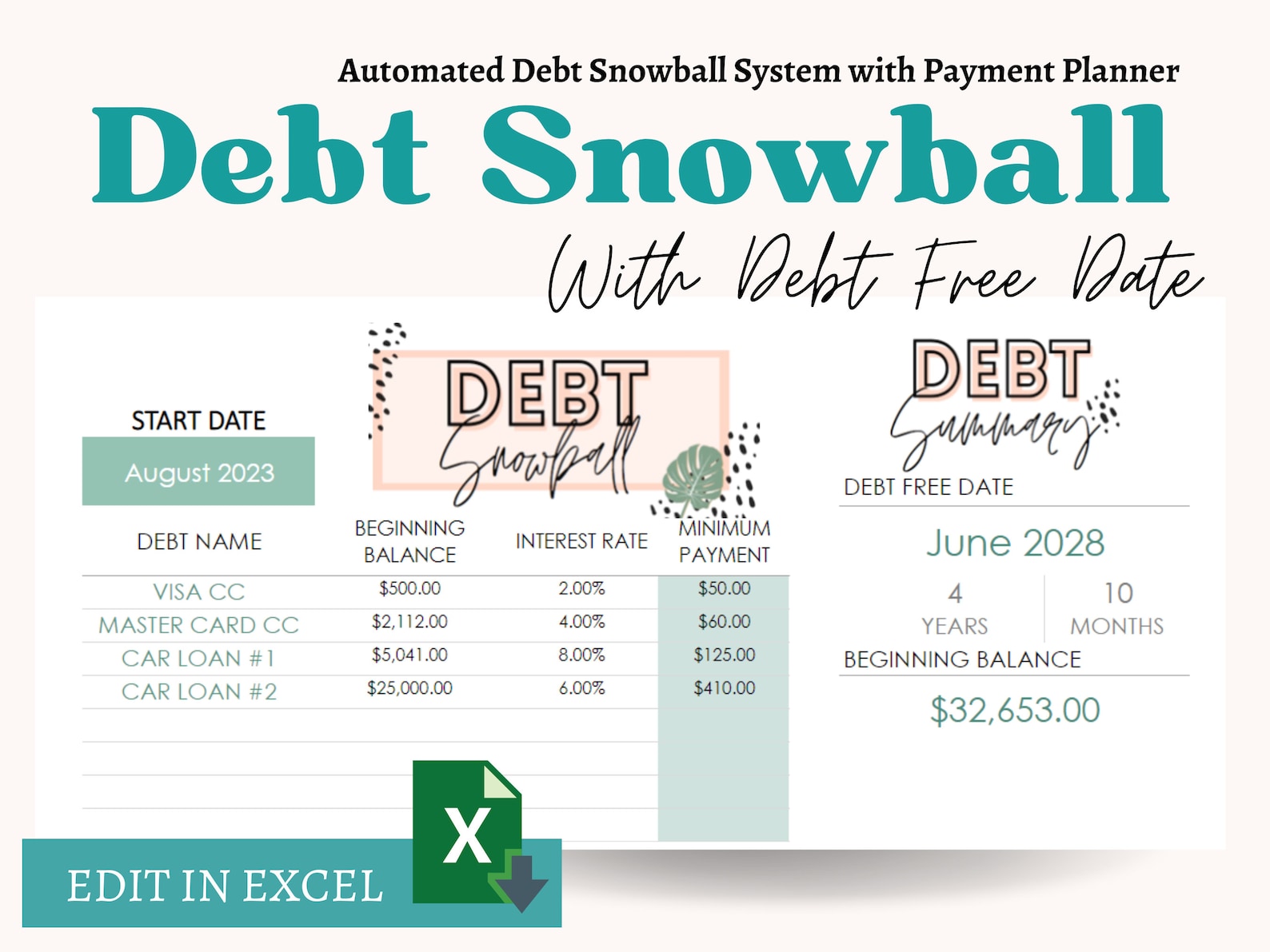 Debt Snowball Excel Template - Crush Credit Card Debt With Debt ...