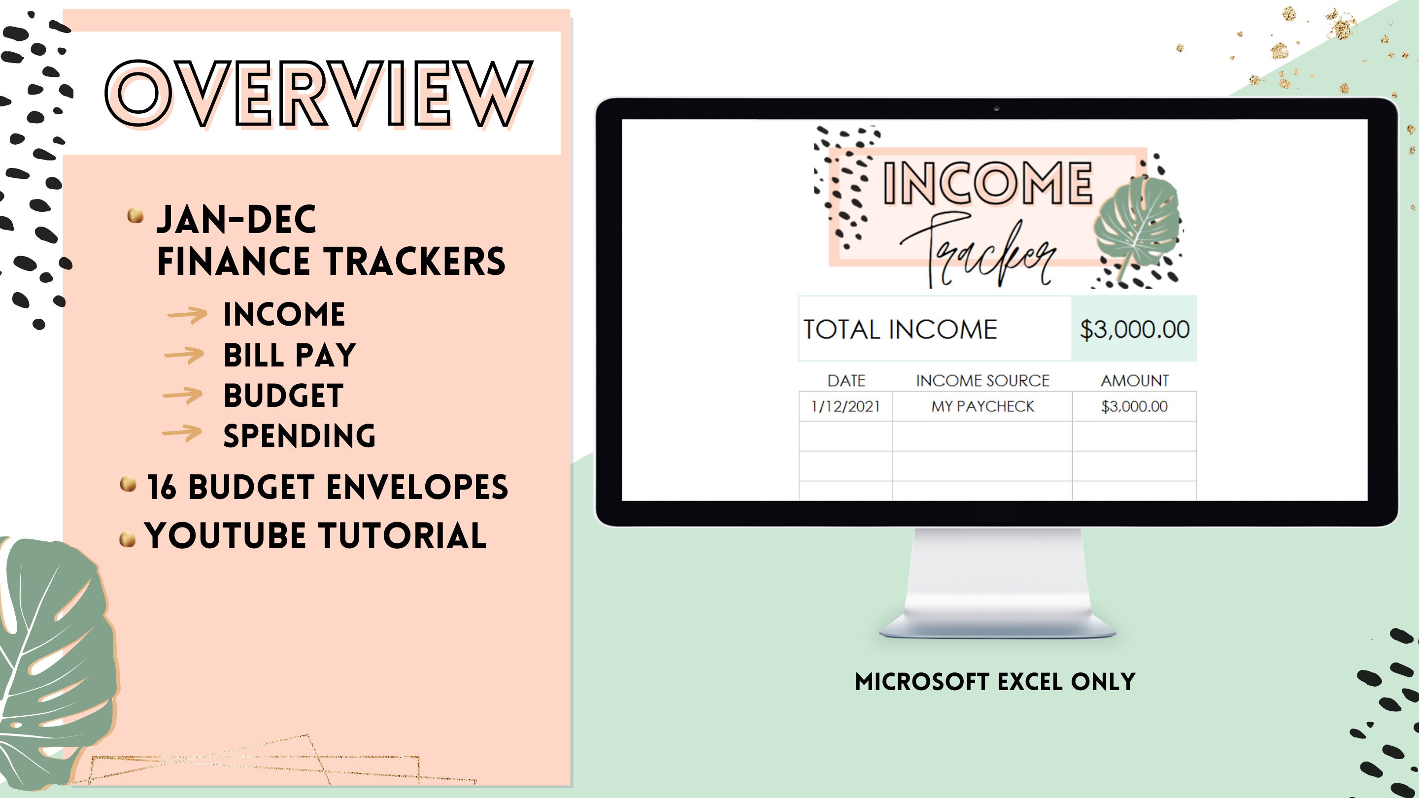 Cash Envelopes System Budget Template Excel Financial Planner - Etsy
