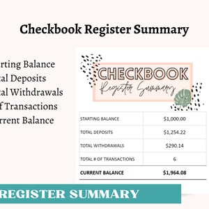 Checkbook Register & Financial Tracker: Income, Expense, Personal ...