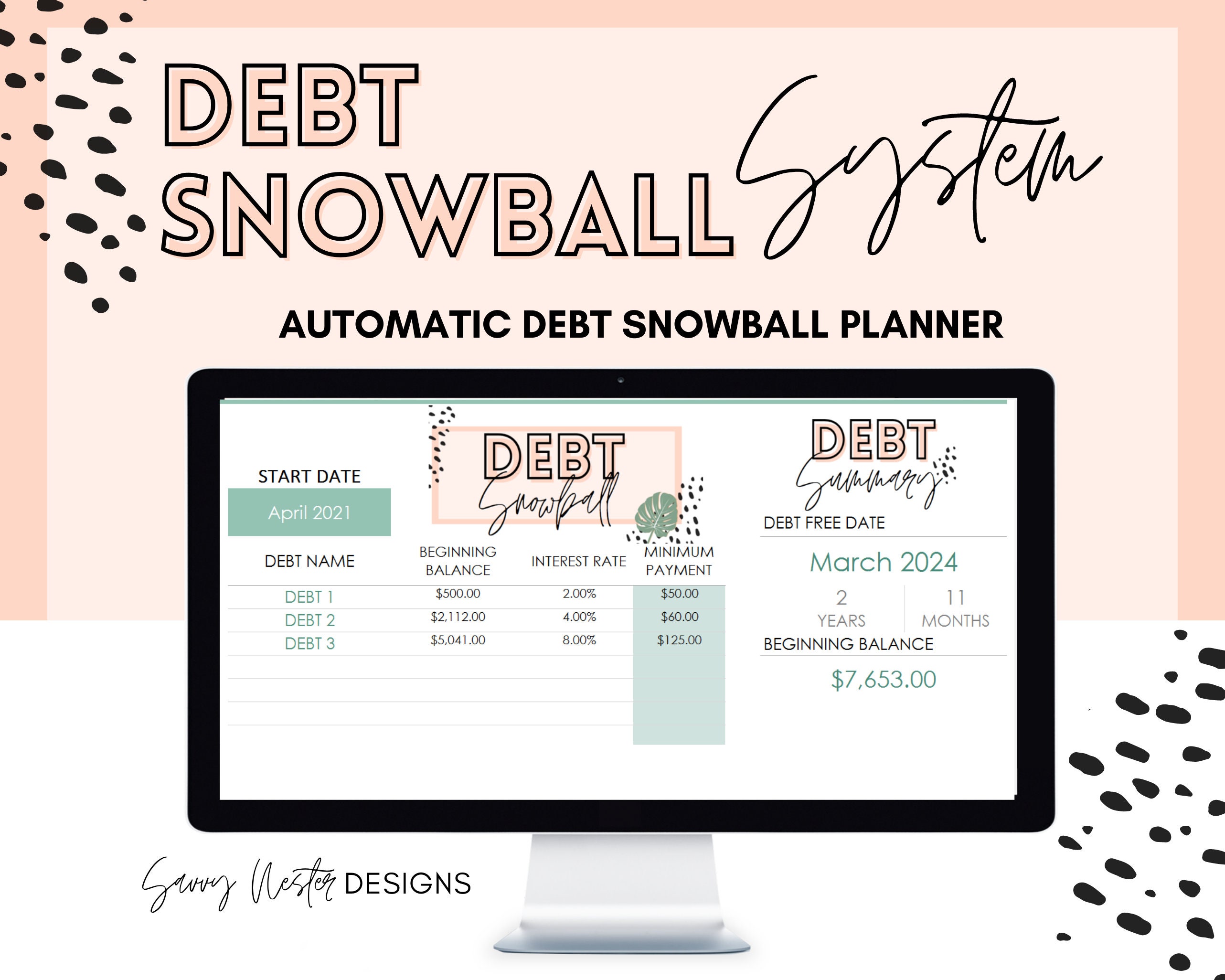 Digital Planner Debt Snowball Financial Tracker Personal - Etsy