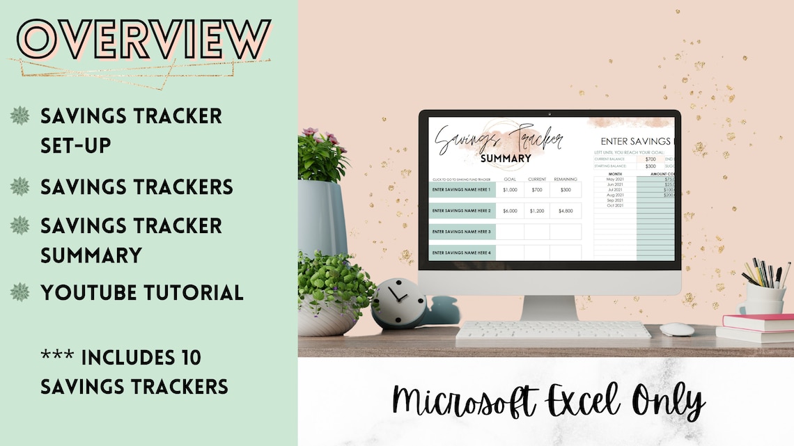 Savings Tracker Excel Template Digital Financial Planner - Etsy