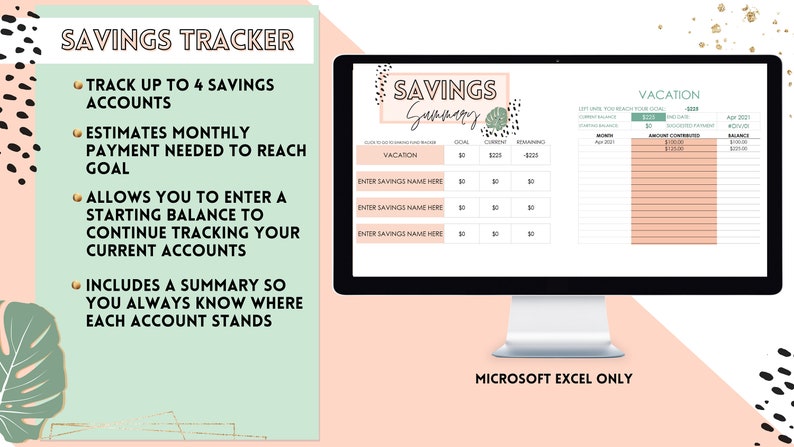 Monthly Digital Budget Planner Template Excel Financial - Etsy