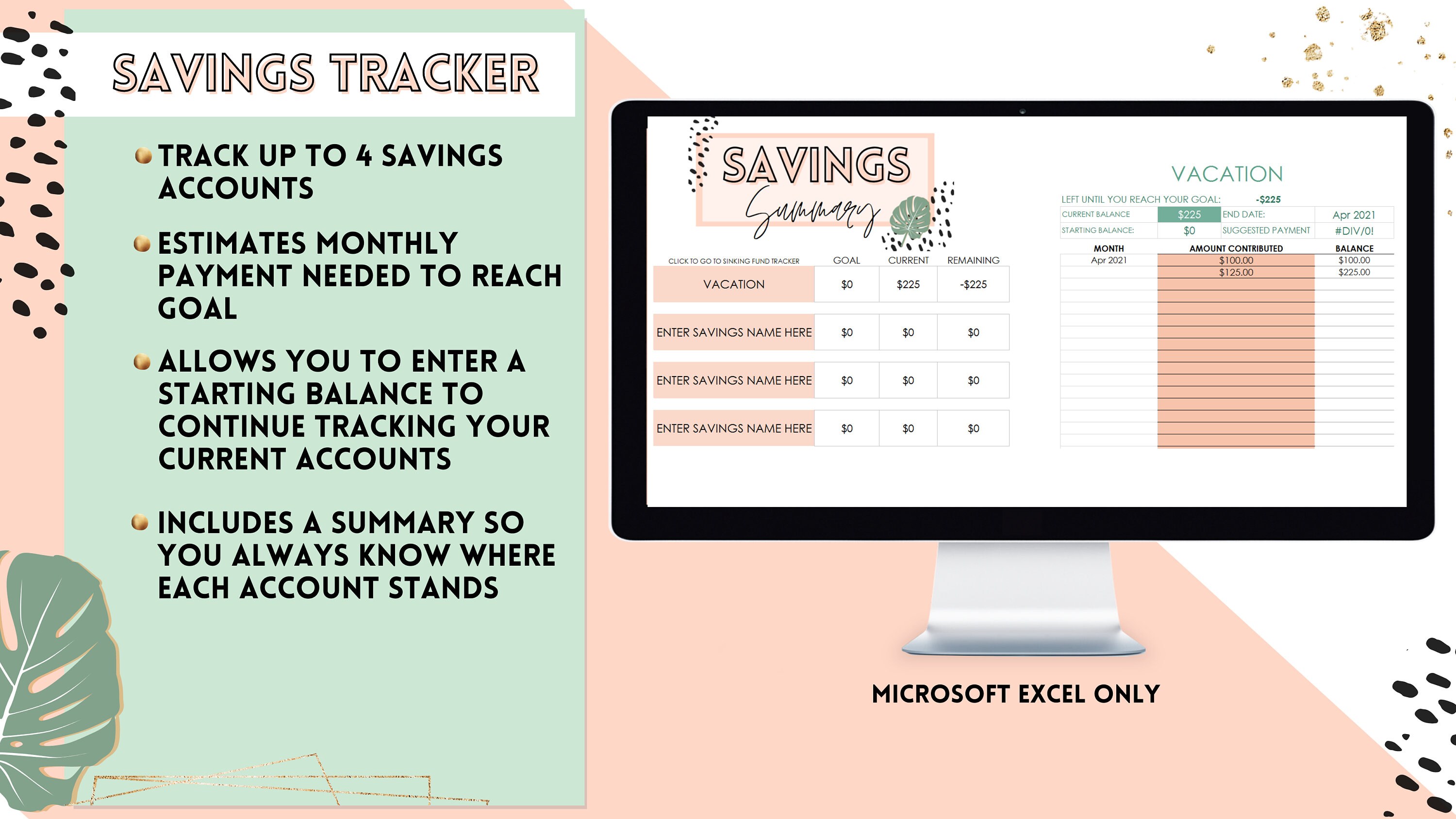 Monthly Digital Budget Planner Template Excel Financial - Etsy