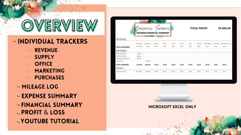 Expense Tracker Small Business Planner Etsy Excel Template - Etsy