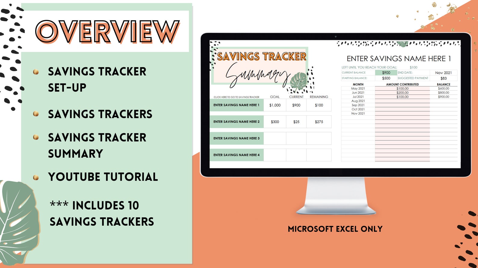 Savings Template Excel | Personal Finance Tracker | Digital Financial ...
