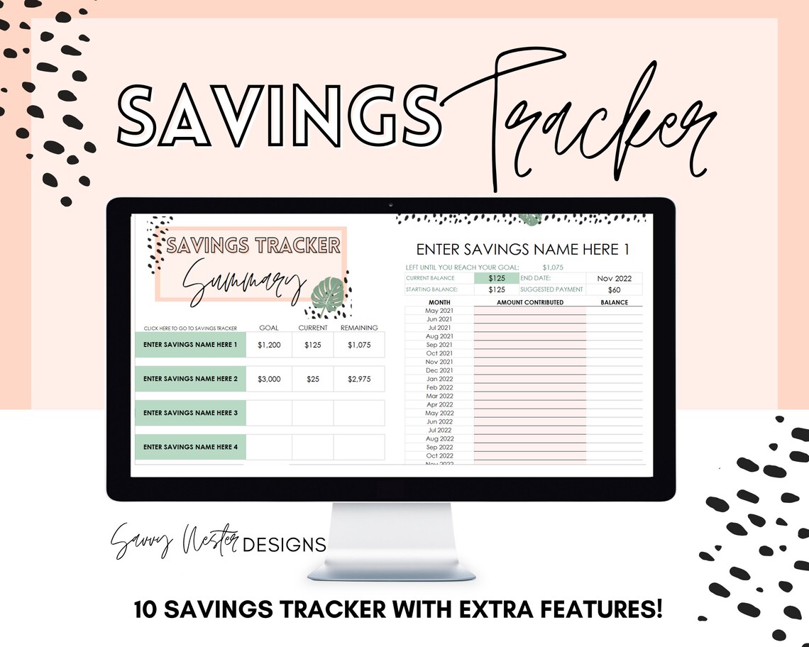 Savings Tracker Excel Savings Planner Savings Template - Etsy