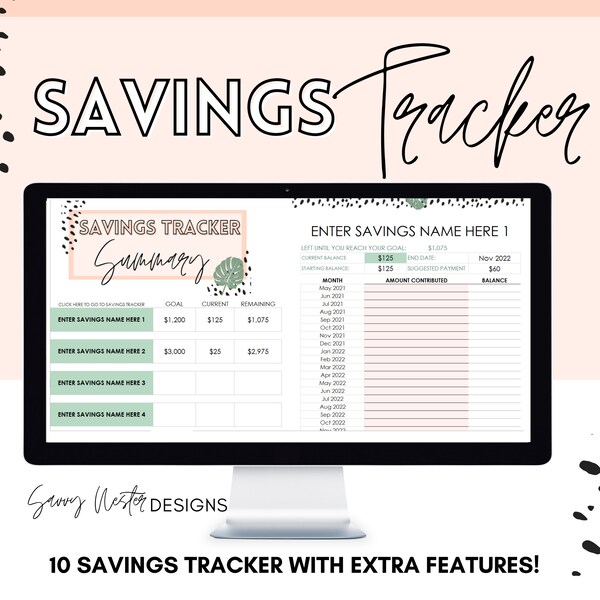 Savings Tracker Excel - Etsy