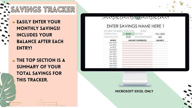 Savings Tracker Excel Savings Planner Savings Template - Etsy