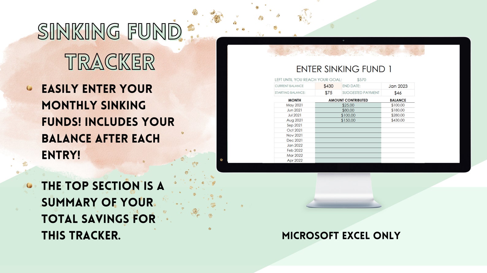 Sinking Funds Savings Tracker Excel Template Dave Ramsey Financial ...
