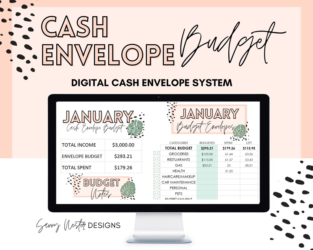 Cash Envelopes System Budget Template Excel Financial Planner - Etsy