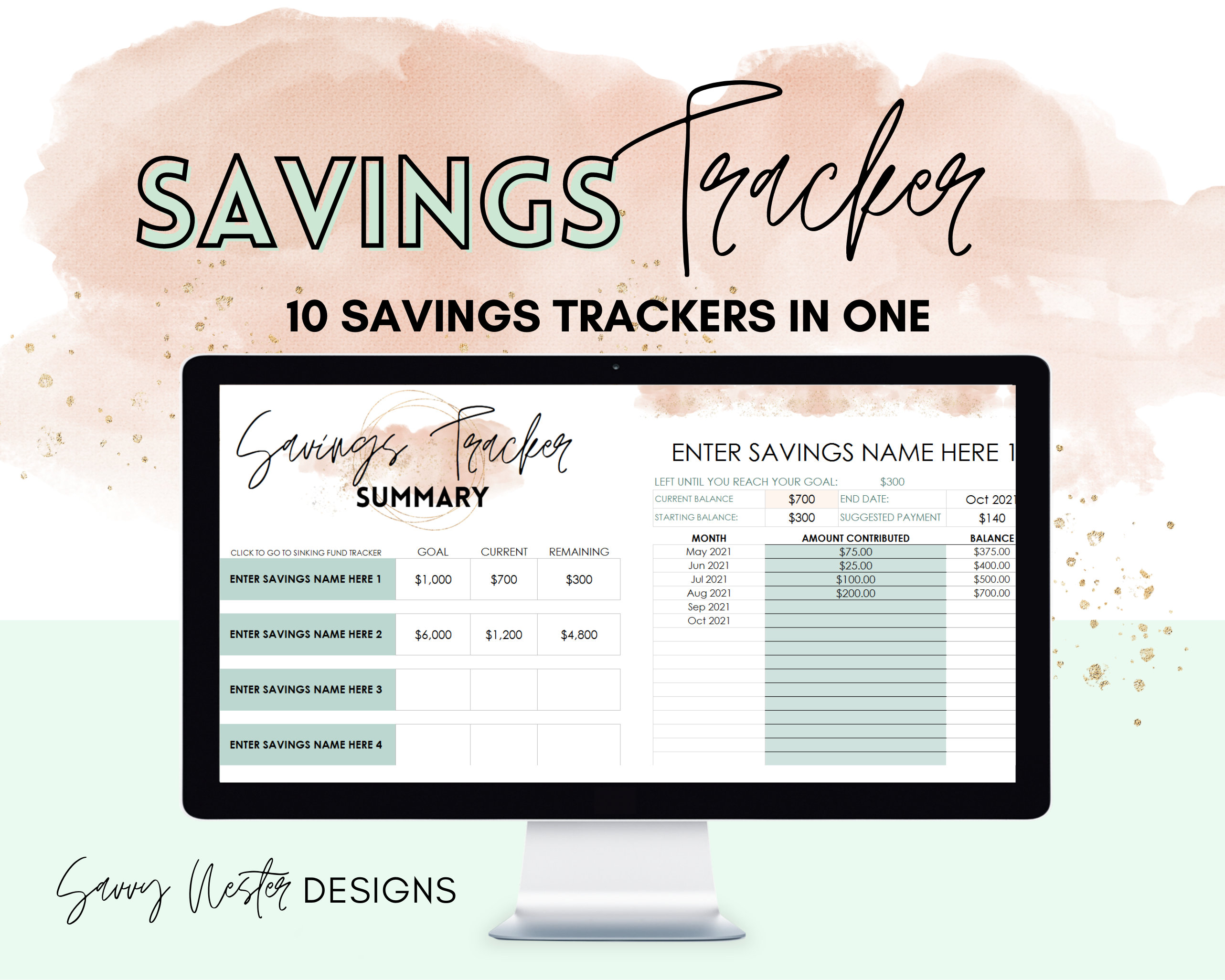 Excel Template Savings Tracker Personal Finance Digital - Etsy
