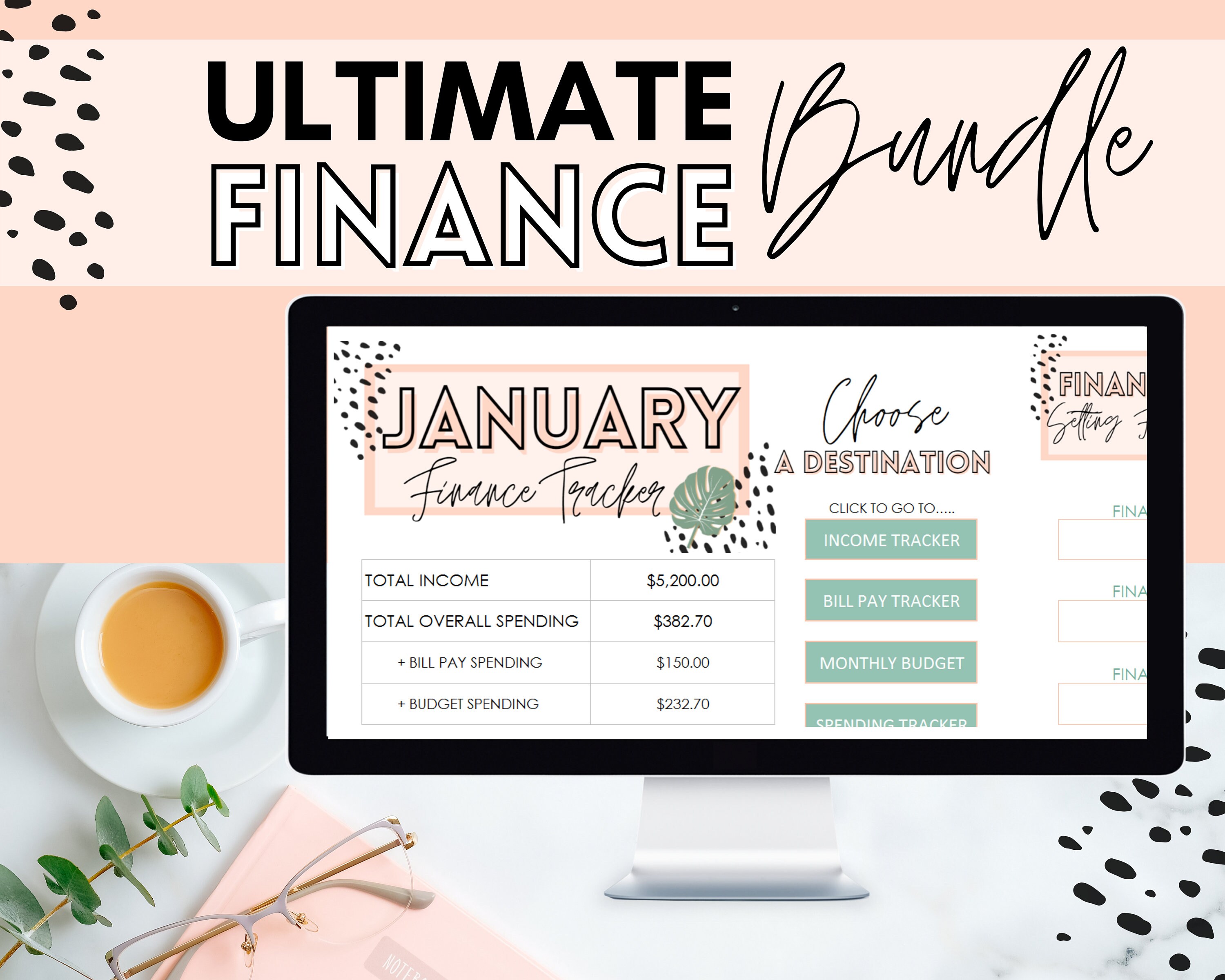 Digital Budget Planner Template Monthly Excel Financial Spreadsheet ...