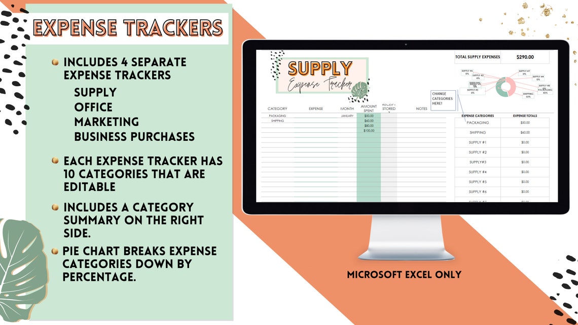Small Business Planner Expense Tracker Etsy Excel Template Financial ...