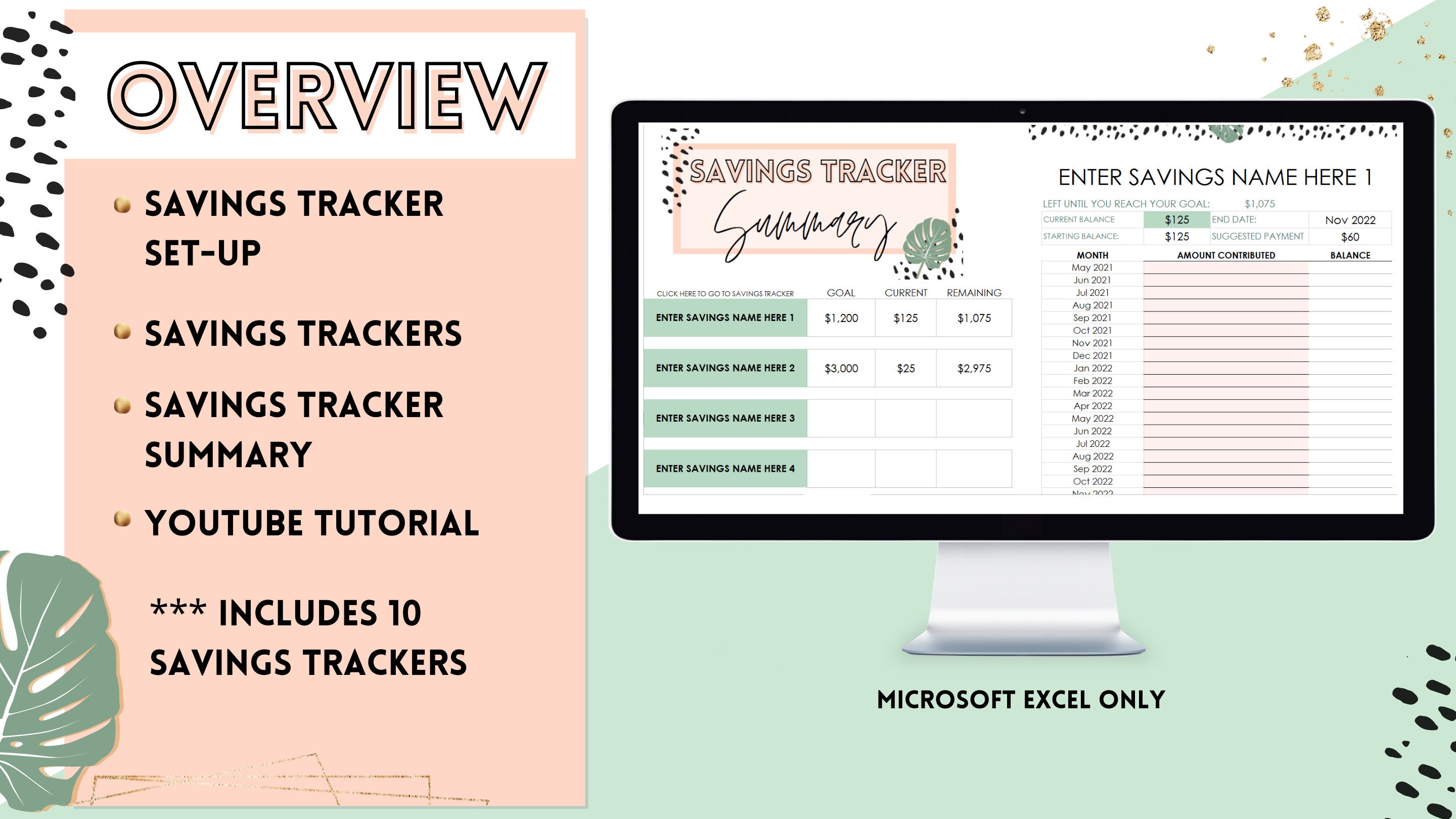 Savings Tracker Excel Savings Planner Savings Template - Etsy