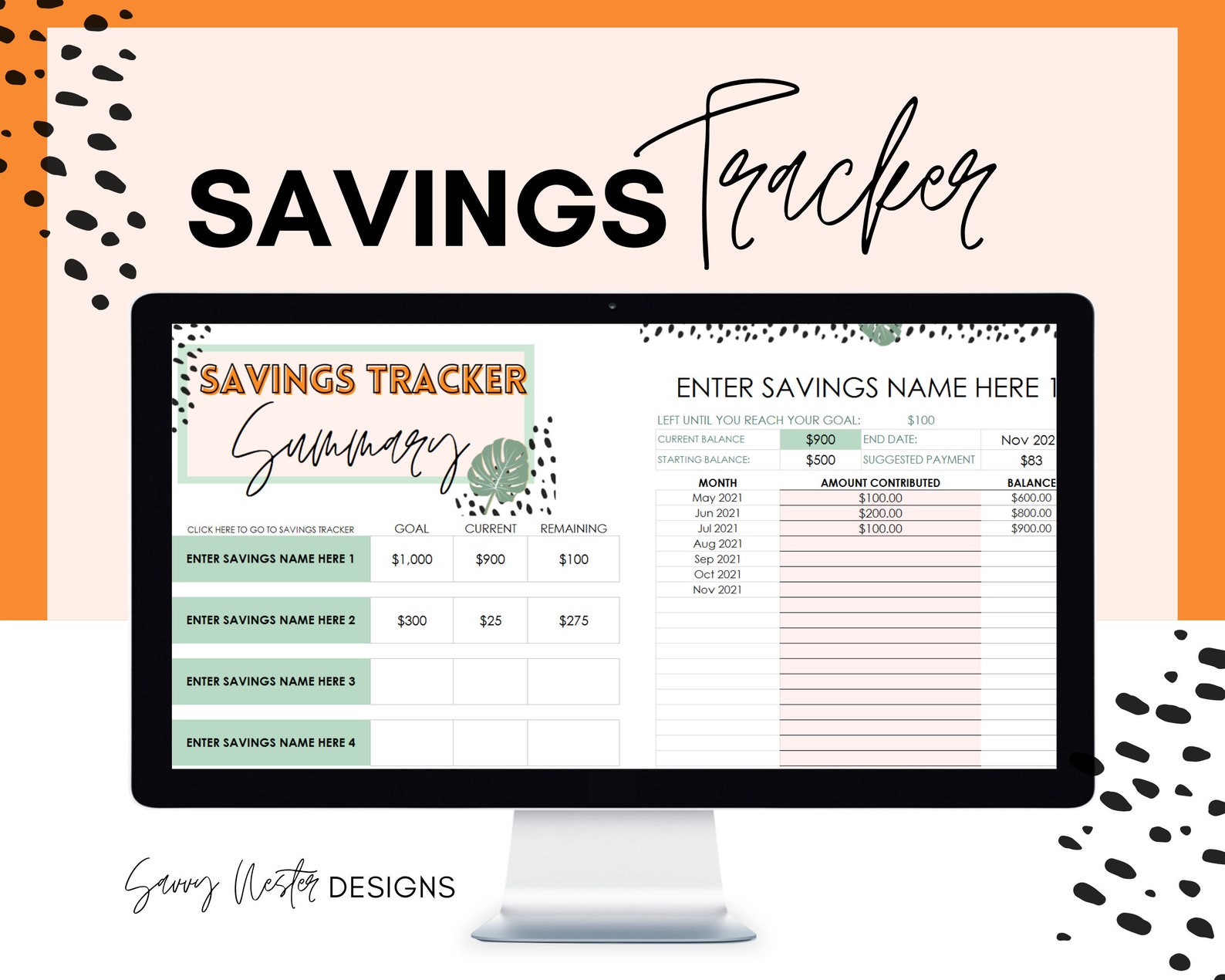 Savings Template Excel | Personal Finance Tracker | Digital Financial ...