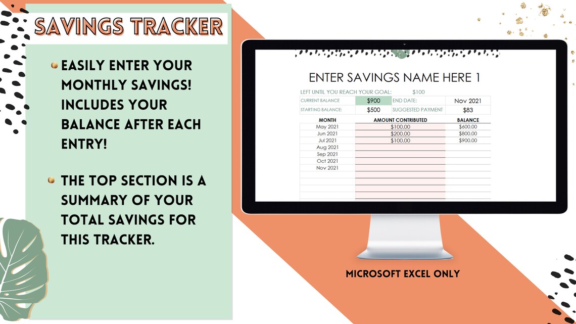 Savings Template Excel Personal Finance Tracker Digital Financial ...
