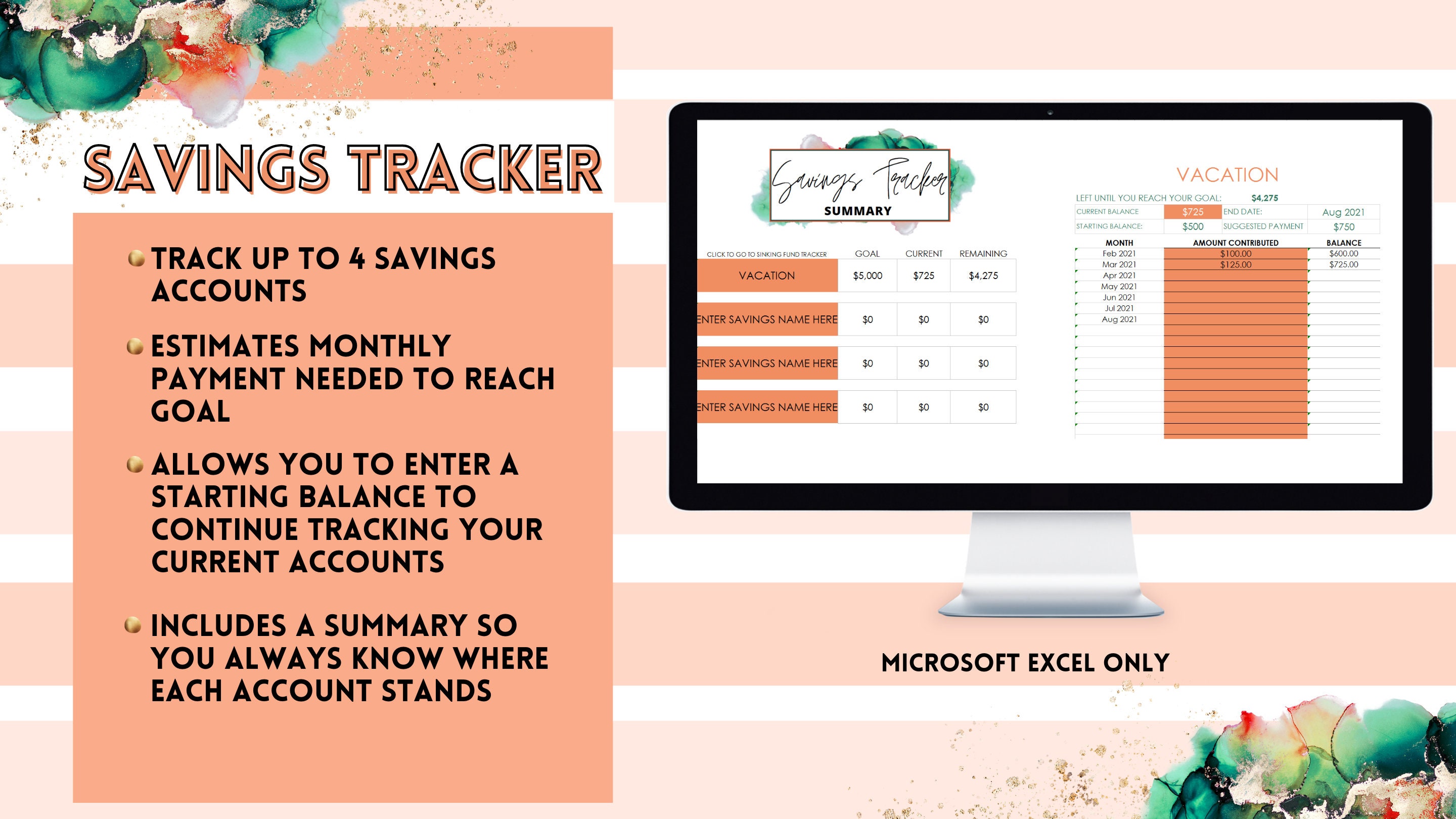 Budget Savings Tracker Bill Planner Digital Financial Template Finance ...