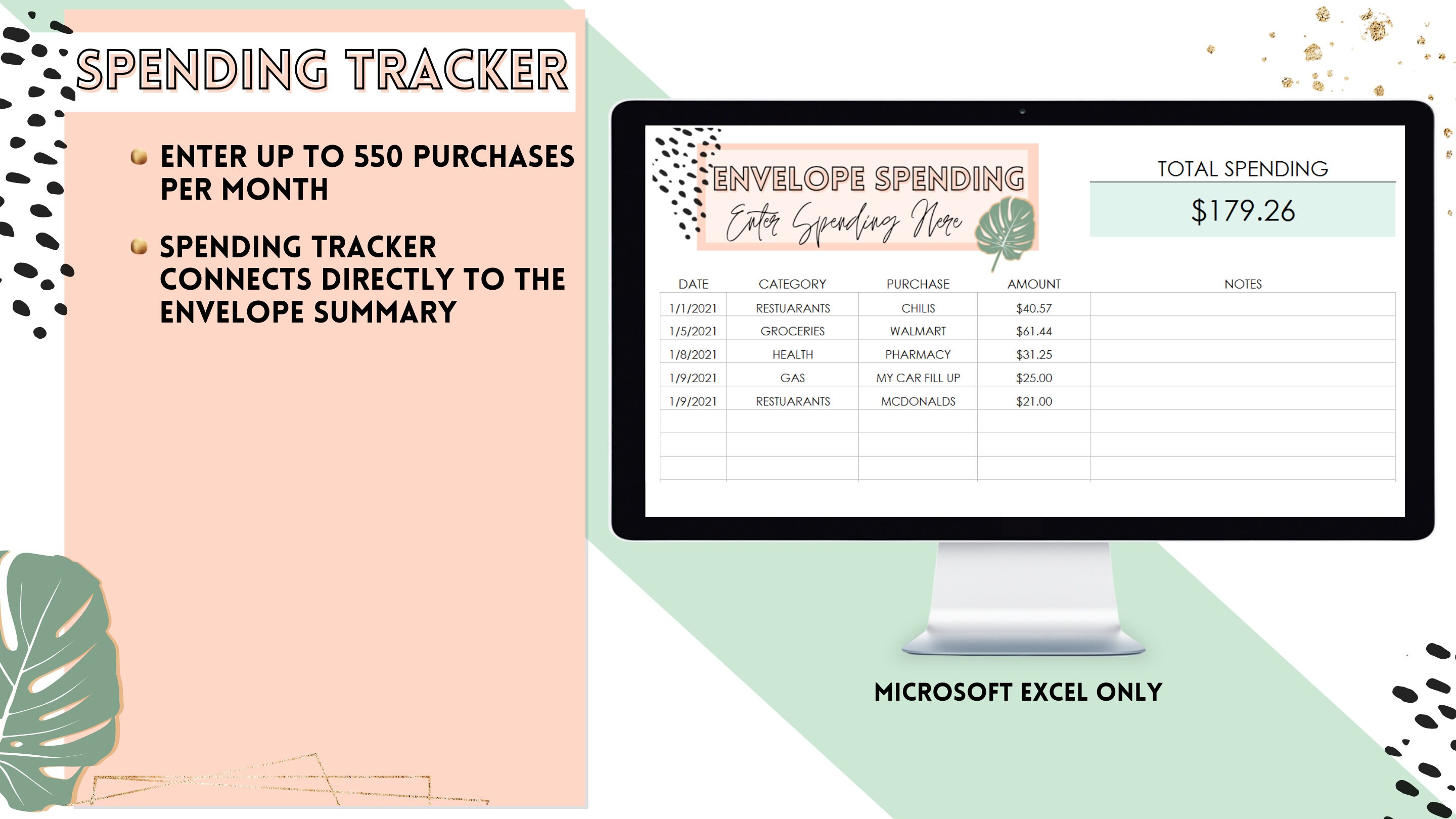 Cash Envelopes System Budget Template Excel Financial Planner - Etsy