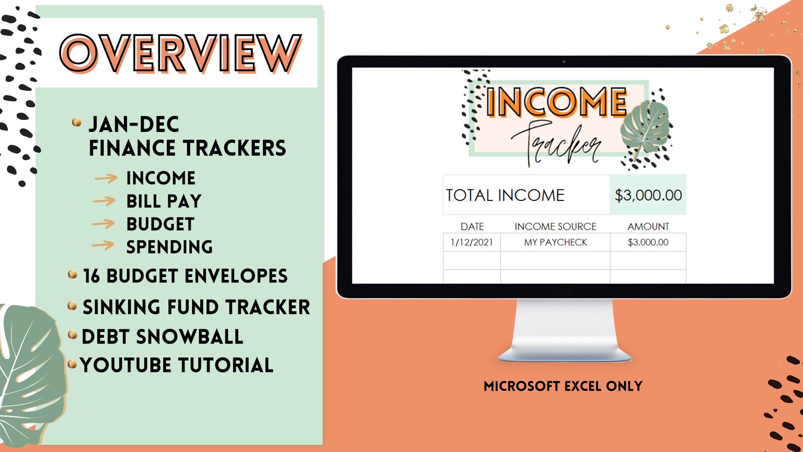 Cash Envelopes System Excel Template Budget Debt Snowball Financial ...