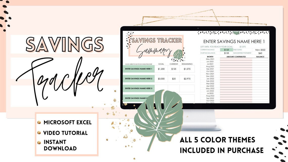 Savings Tracker Excel Savings Planner Savings Template | Etsy