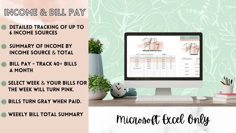 Digital Budget Planner Excel Template Debt Snowball Financial Tracker ...