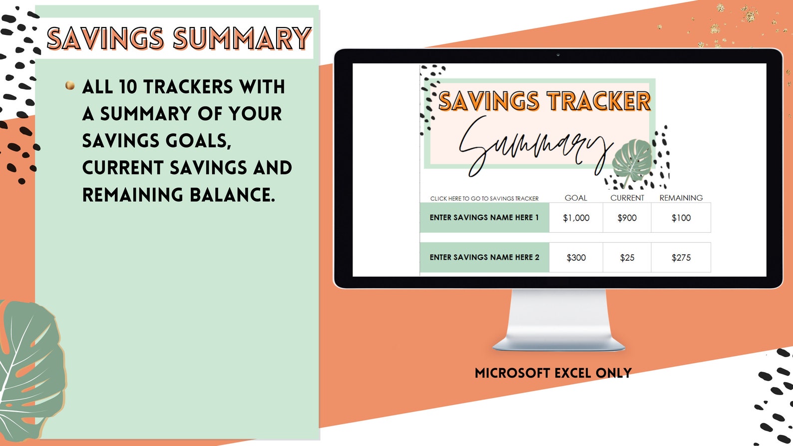 Savings Template Excel | Personal Finance Tracker | Digital Financial ...