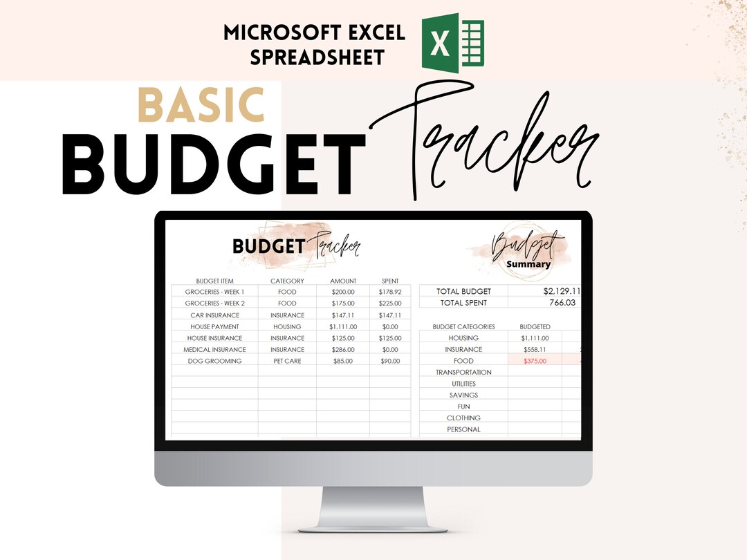 Basic Budget Template: Excel Expense Tracker (digital Planner) - Etsy