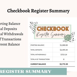 Checkbook Register Income & Expense Tracker Financial Planner Weekly ...