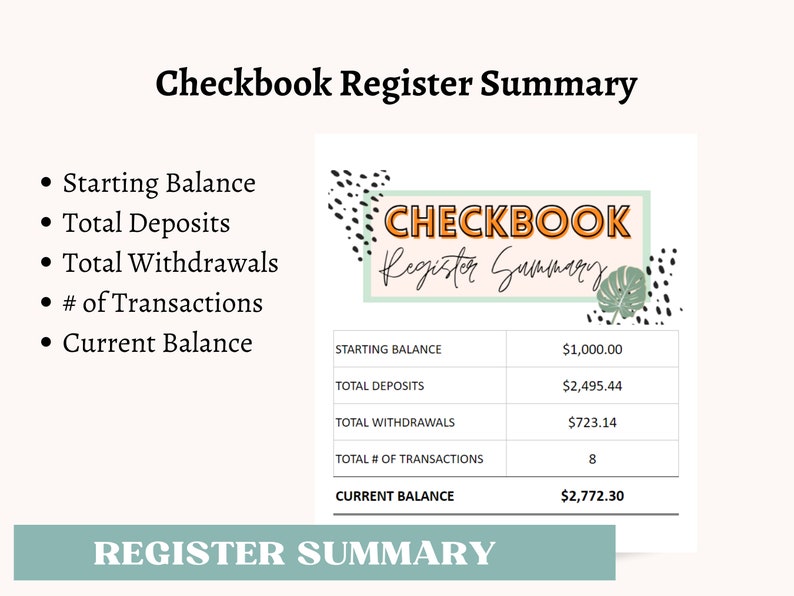 Checkbook Register Income & Expense Tracker Financial Planner Weekly ...