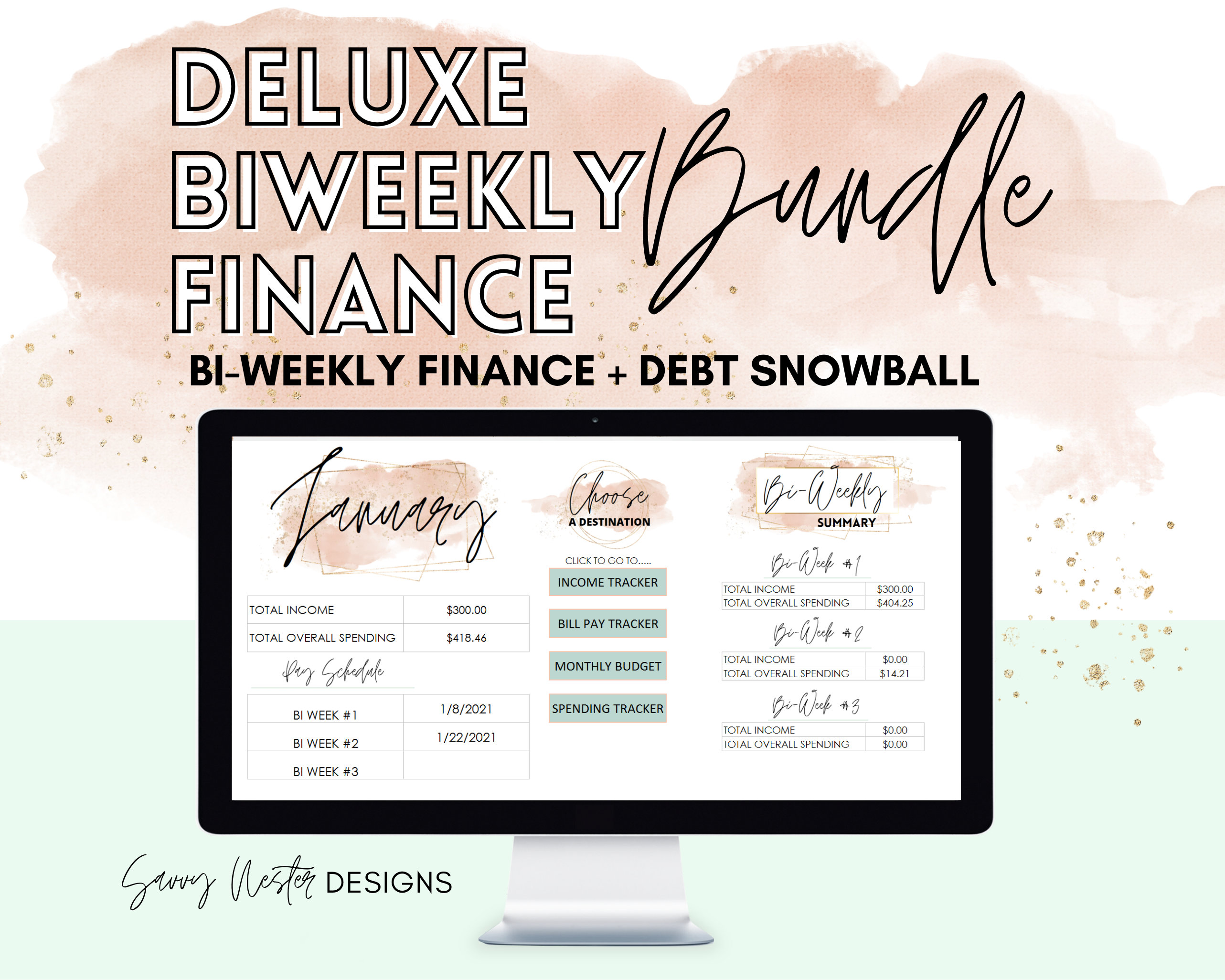 Digital Budget Planner Biweekly Excel Template Financial Tracker Debt ...