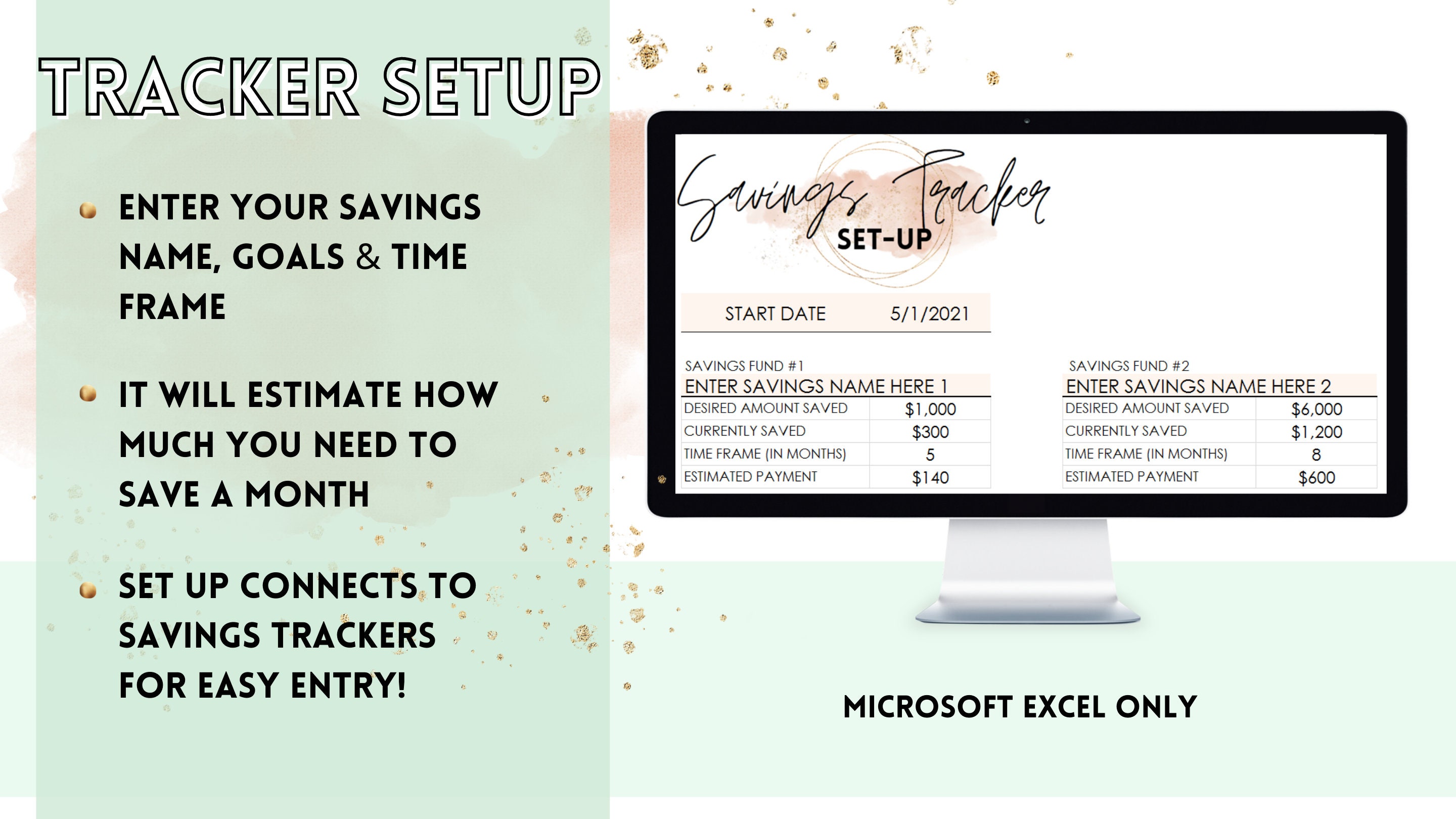 Excel Template Savings Tracker Personal Finance Digital - Etsy