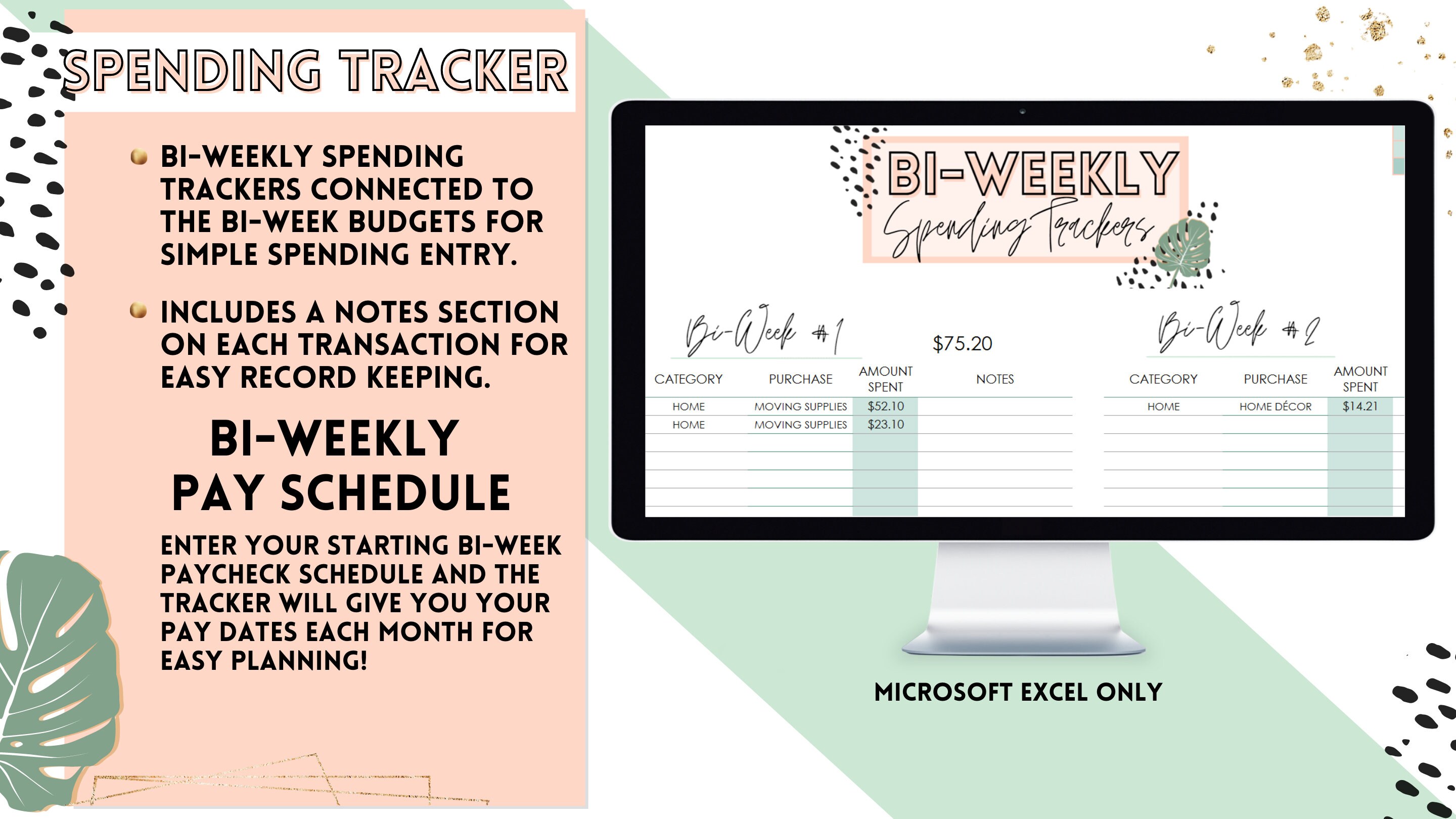 Biweekly Budget Planner Excel Template Financial Tracker Debt Snowball ...