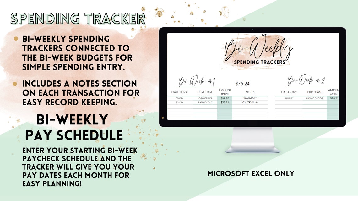 Digital Budget Planner Biweekly Excel Template Financial Tracker Debt ...