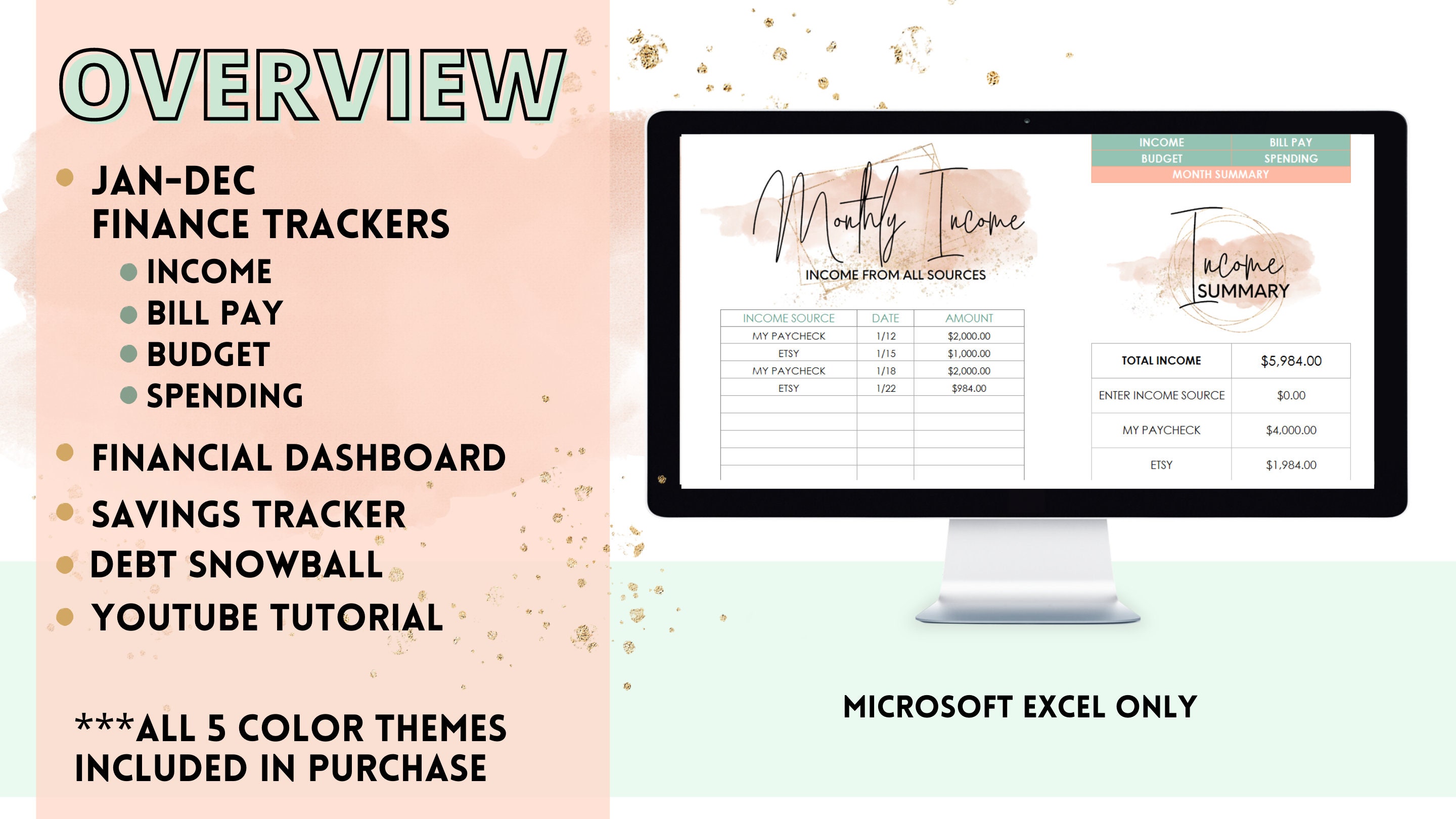 Digital Budget Planner Financial Savings Debt Snowball | Etsy