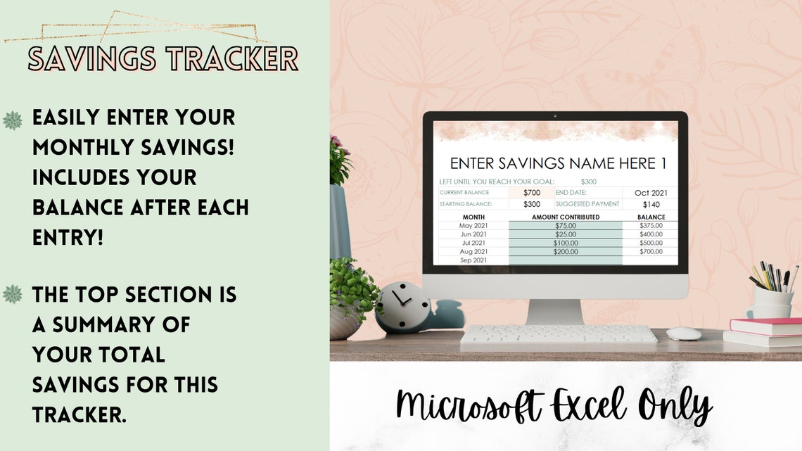 Savings Tracker Excel Template Digital Financial Planner - Etsy