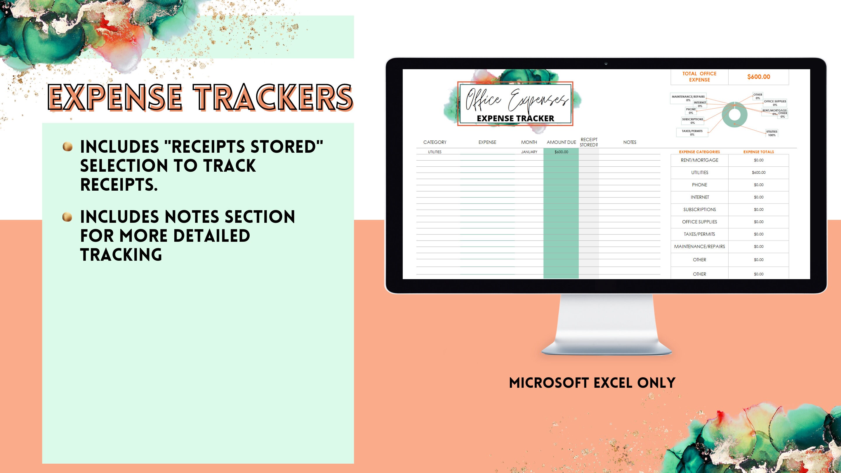 Expense Tracker Small Business Planner Etsy Excel Template - Etsy