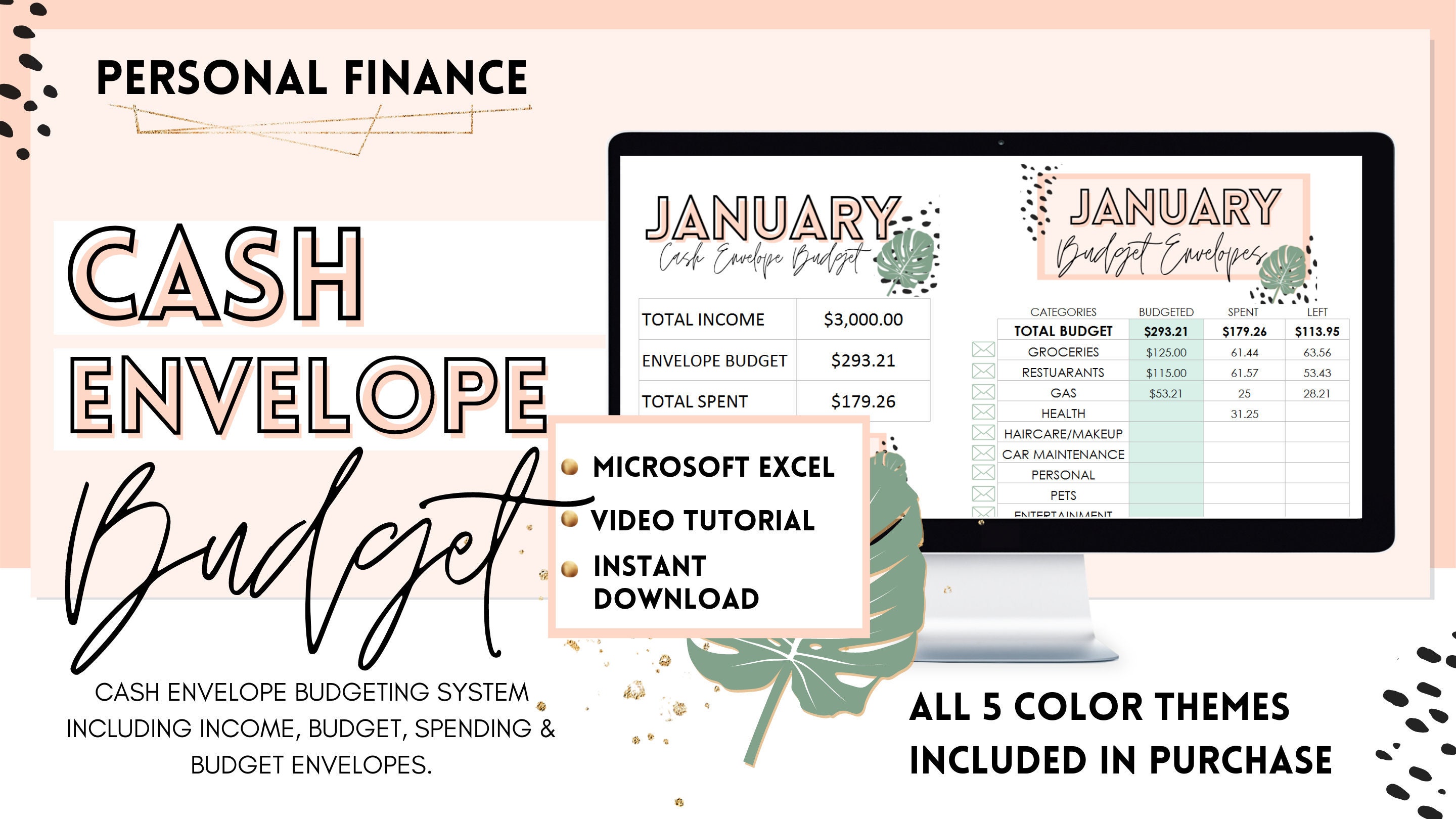 Cash Envelopes system budget template excel financial planner | Etsy