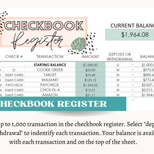 Checkbook Register & Financial Tracker: Income, Expense, Personal ...