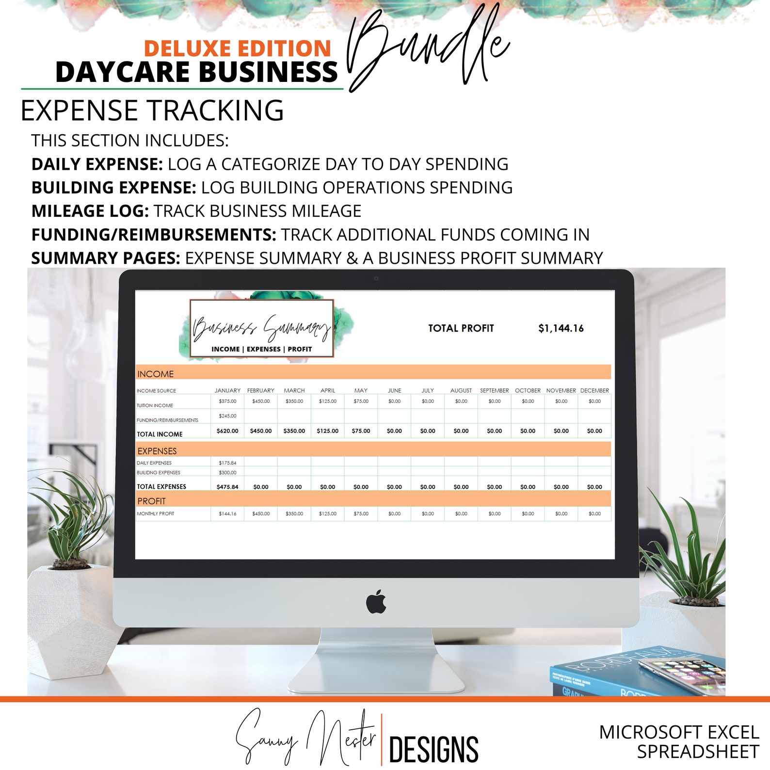 Daycare Business Tracker Childcare Provider Preschool Teacher Income ...