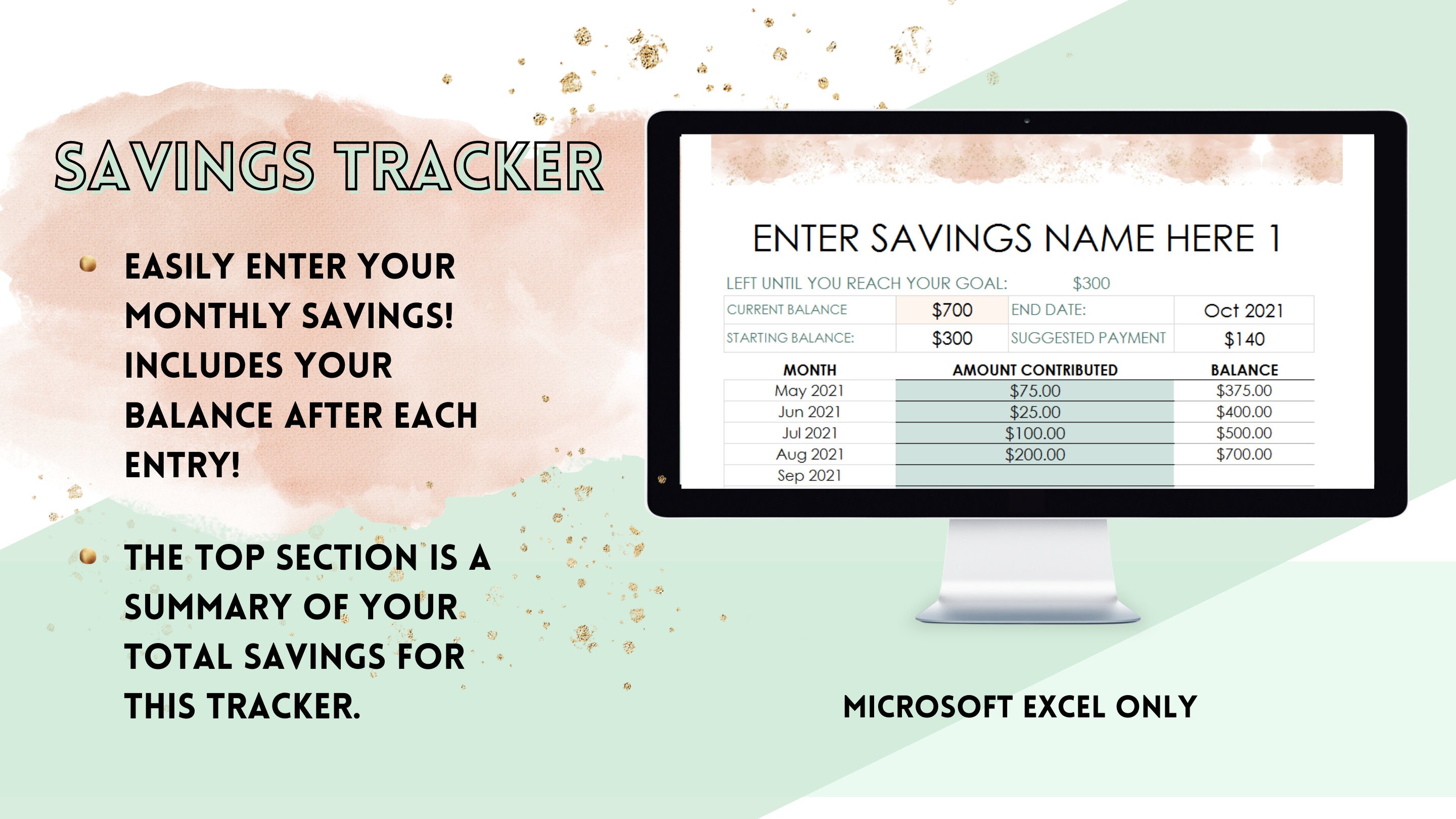 Excel Template Savings Tracker Personal Finance Digital - Etsy