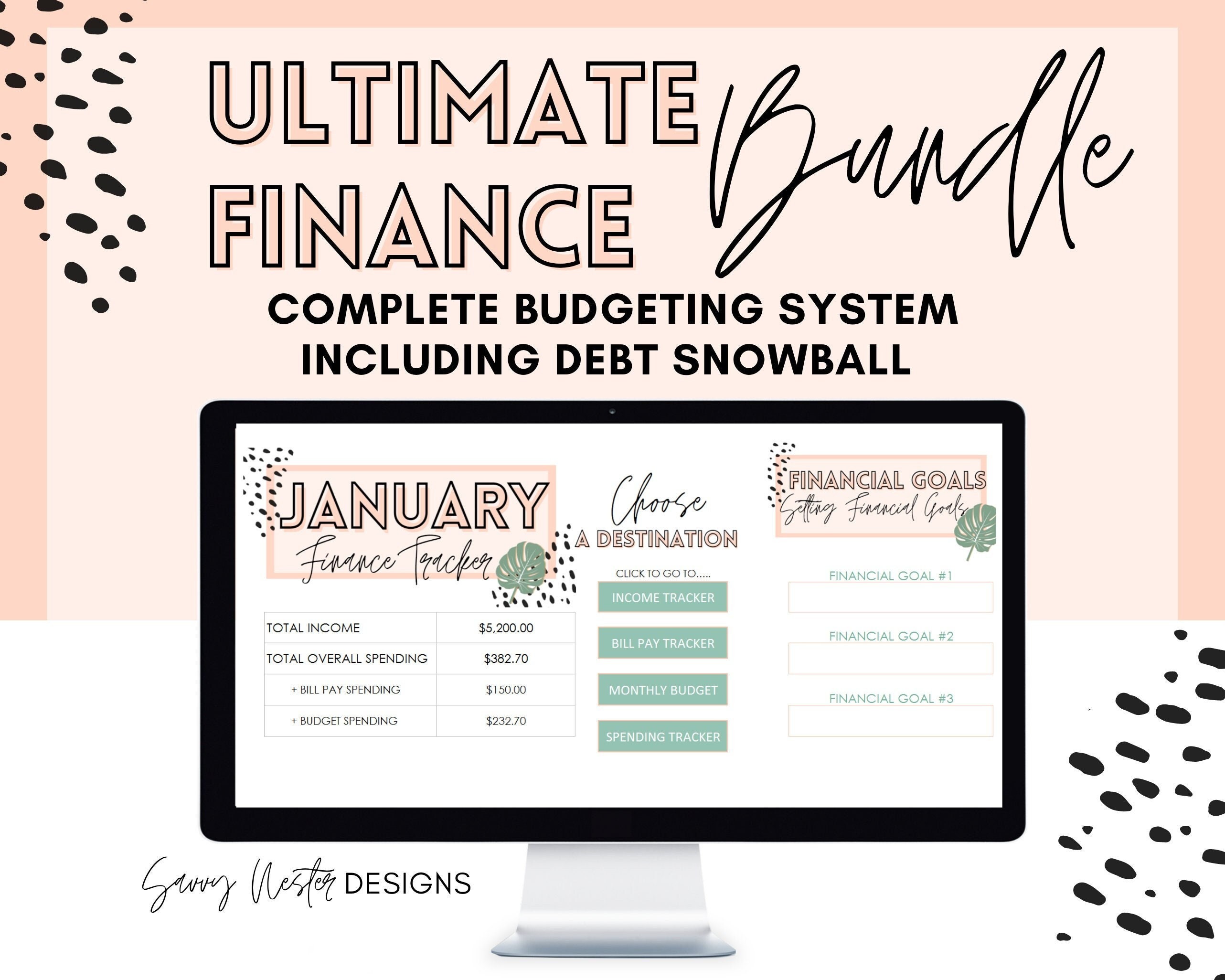 Monthly Digital Budget Planner Template Excel Financial - Etsy