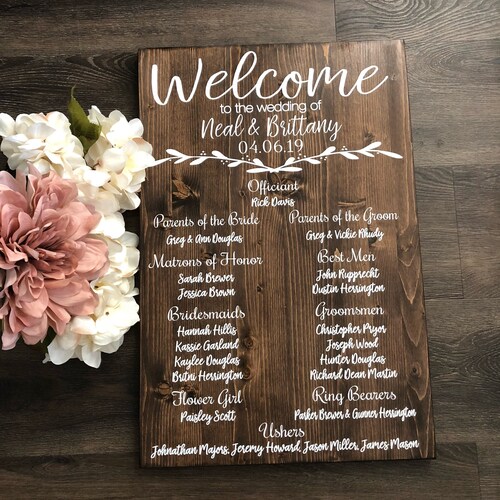 Wedding Program Sign Bridal Party Sign Alternative Wedding - Etsy